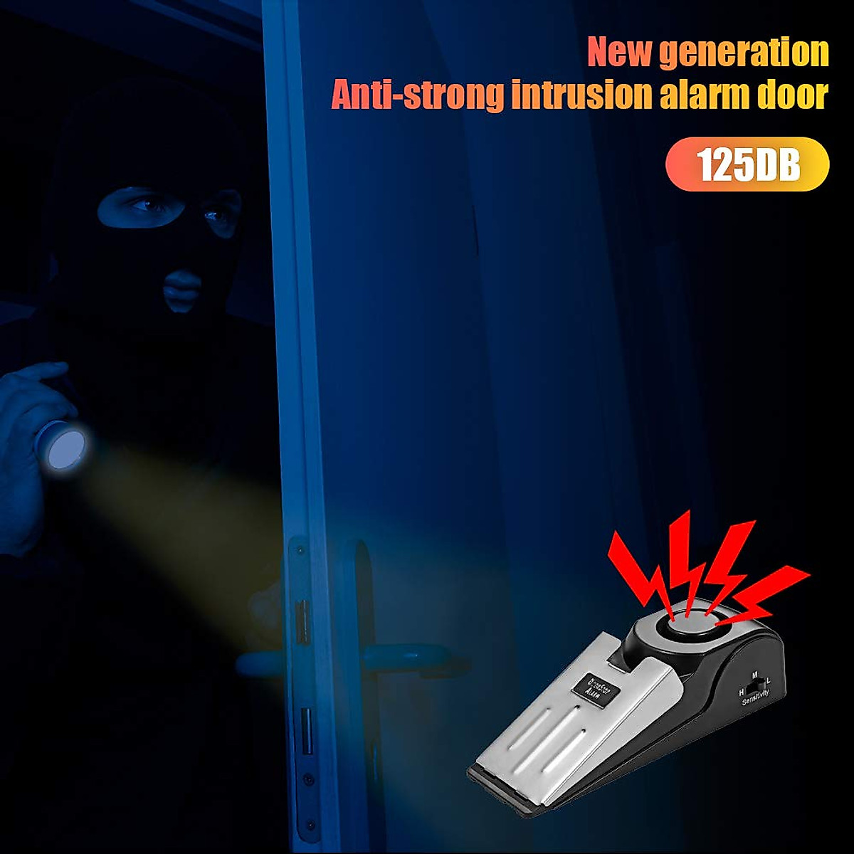 Door Stop Alarm 2 Pack, 120 dB Door Stopper Wedge Door Stops Alarm Great for Traveling Hotel Home Security Door Stoppers Safety Tools