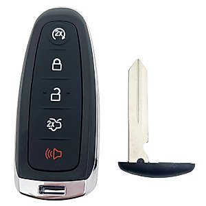 Replacement Key Fob Case Shell Fit for Ford Edge Escape Explorer Focus Flex Taurus Fusion Keyless Entry Smart Remote Key Fob Cover Casing with Uncut Blade Blank (Black)