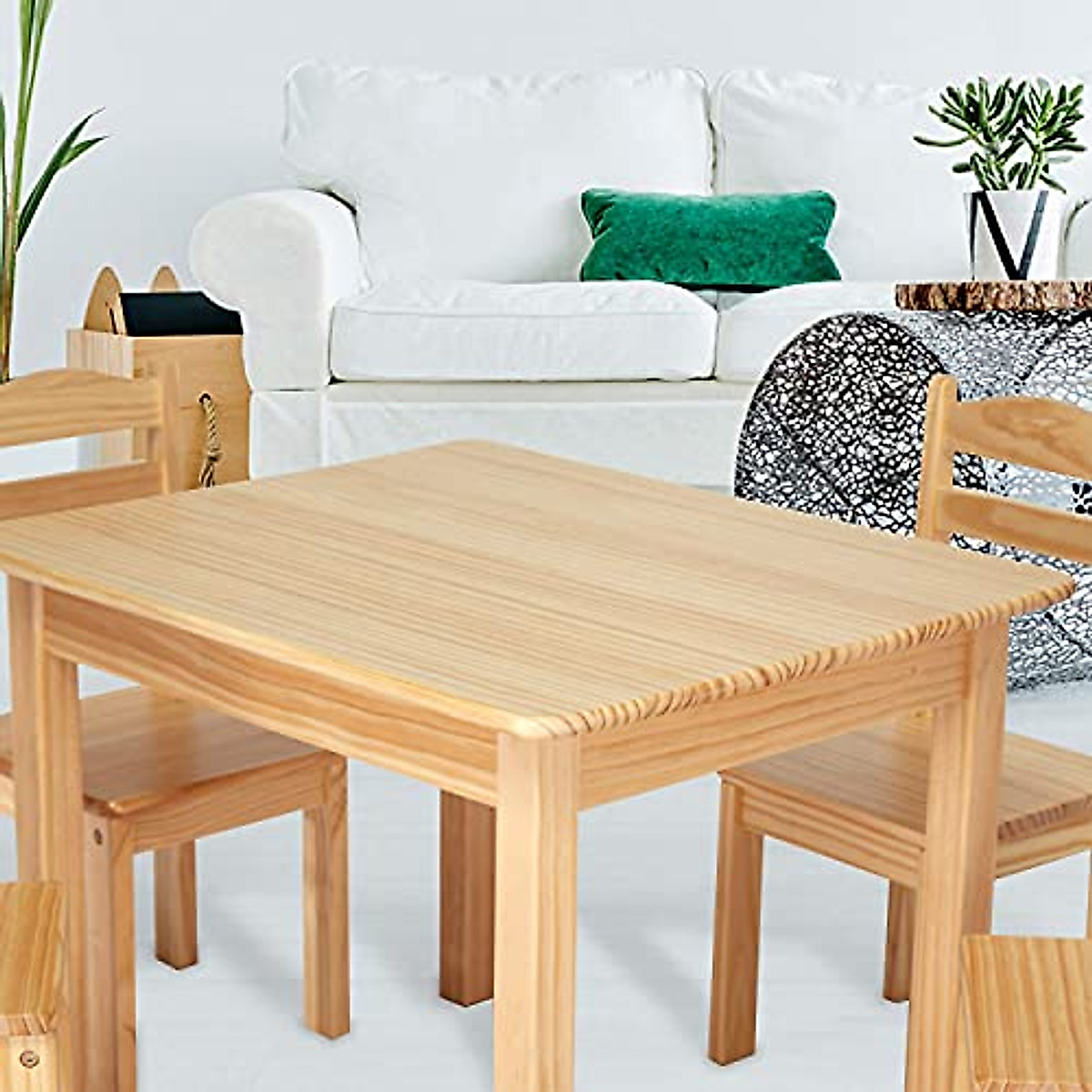 Kinfant Kids Wooden Activity Table and 4 Chairs, 5-Piece, Ideal for Arts & Crafts, Snack Time, Homework