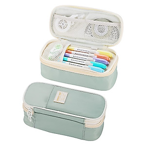 Dugio Large Pencil Case for Girls Teens Kids Pencil Bag with Zipper Pencil Pouch Aesthetic Pencil Pen Case Organizer for School Green