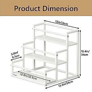 ZGO 3 Tier Coffee Syrup Rack for Coffee Bar, Water Bottle Organizer for Cabinet, Simple Syrup Bottles Coffee Station Organizer for Countertop, Coffee Bar Accessories and Organizer(White)