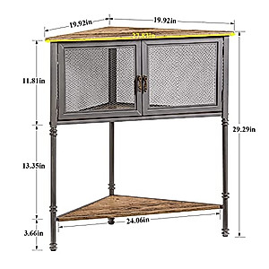 VECELO 3-Tier Corner Shelf with Storage Cabinet, 29" Tall Multiple Purpose Free Standing Shelves Organizer for Small Spaces, Living Room, Bedroom, Kitchen, Balcony, Grey