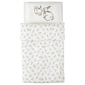 Ikea Rodhake Crib Duvet Cover/Pillowcase Rabbit Pattern White/Beige 43x49/14x22 304.401.73