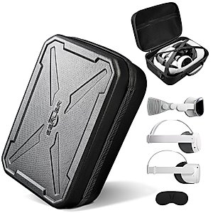 sarlar Travel Protective Case Compatible with Oculus Meta Quest 2/Quest 3/Vision Pro, Accessories Carrying Bag for Original and Elite Strap VR Headset & Touch Controllers, Includes Lens Protect Cover