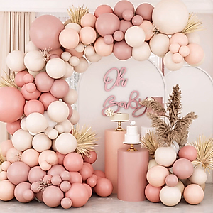 18Inch Boho Dusty Rose Pink Nude Mauve Neutral Brown Ivory White Balloons Balloon Arch Garland Kit, Baby Shower Balloons Girls, Boho Birthday Wedding Baby Shower Party Decorations for Girl