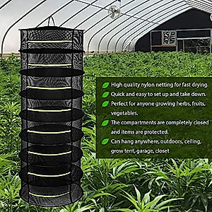 Layers Drying Net for Herbs Hanging Basket Folding Dry Rack Herb Drying Net Dryer Bag Mesh for Flowers Buds Plants Organizer (2 Tiers)