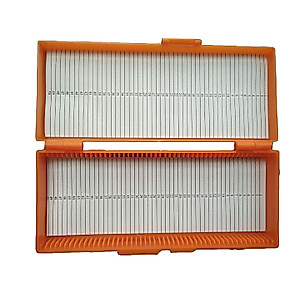 50-Place Microslide Slide Microscope Box Glass Slides Box(Orange)