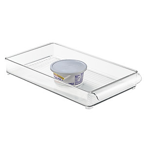 iDesign BPA-Free Plastic Pantry and Kitchen Storage, Freezer and Fridge Organizer Bin with Easy Grip Handles – 14.5" x 8" x 2”, Clear