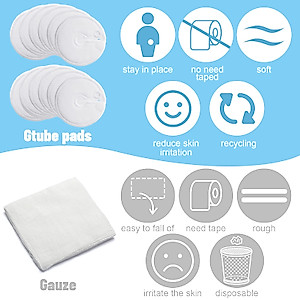 56 Pack G Tube Button Covers G Tube Pads Holder Peritoneal Abdominal Feeding Tube Supplies Soft Absorbent Cotton Pads Nursing Pads Peg Tube Accessories, White, 3 Inch