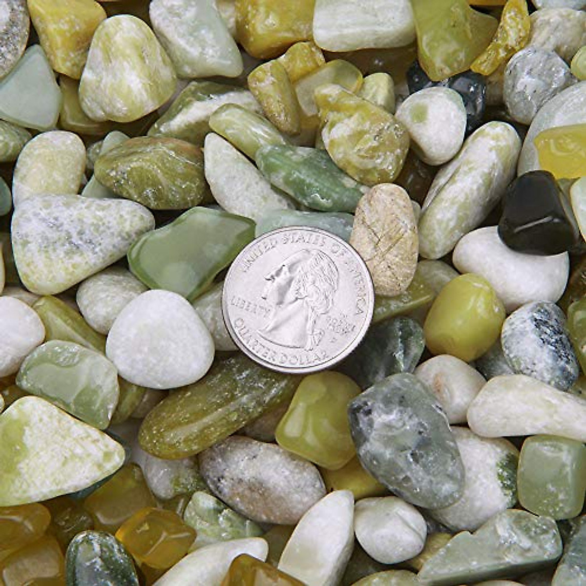 Crystal and Gemstone Rocks for Plants, Succulents, Fairy Garden Big 3lb Bulk Bag – 10-15mm Natural Tumbled Crushed Jade Pebbles for Decorating Bonsai Trees, Zen Garden, Succulent Plants