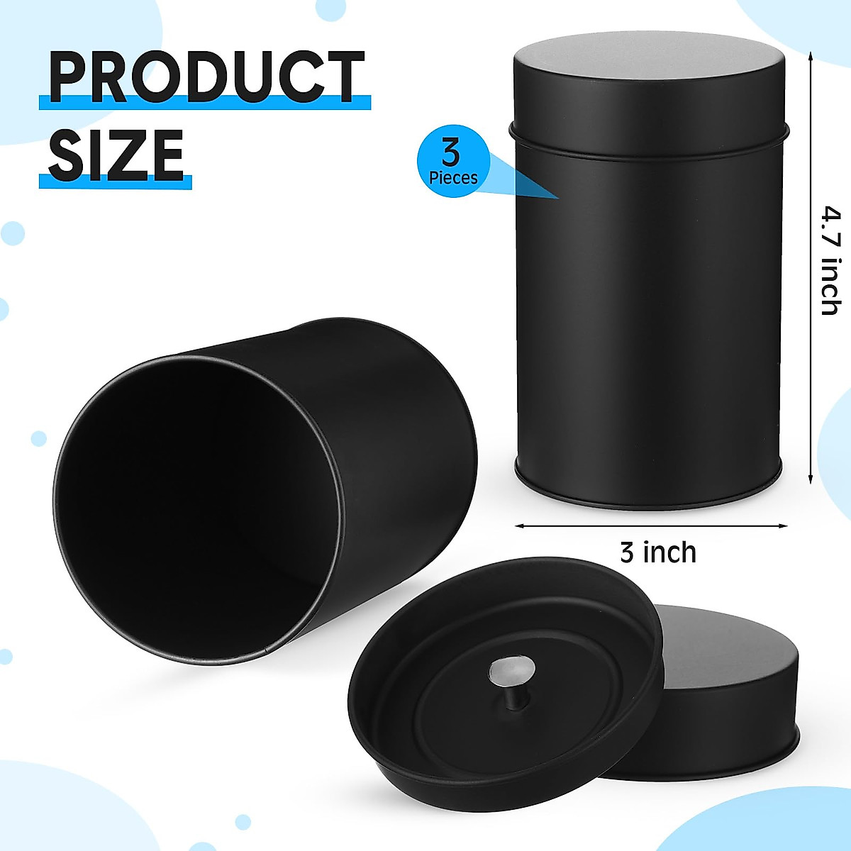 Zopeal 6 Pack Metal Tea Tin Canister with Airtight Double Lids 16 oz Round Tin Can with Lid Double Sealed Small Kitchen Container for Loose Tea Storage Coffee Sugar Candy Herbs and Spices