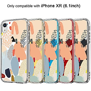 ICEDIO iPhone Xr Case with Screen Protector,Clear with Multi-Colored Painting Patterns for Girls Women,Shockproof Slim Fit TPU Cover Protective Phone Case for iPhone XR