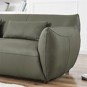 Ashcroft Furniture Co Prairie Upholstered Mid-Century Leather Sofa in Olive Green