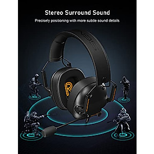SENZER SG500 Surround Sound Pro Gaming Headset with Noise Cancelling Microphone - Detachable Memory Foam Ear Pads - Portable Foldable Headphones for PC, PS4, PS5, Xbox One, Switch - Black