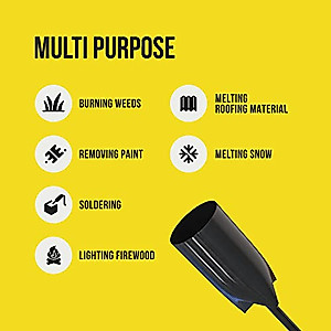 Propane Torch Weed Burner 500,000 BTU - Flame Weeder Kit with Carry Case - Heavy-Duty Flame Thrower with Flint Striker - Adjustable Flame, Long Hose 10ft - Compact Garden, Roofing Flamethrower Torch