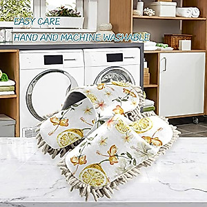 Tropical Flowers Lemons Mop Slippers Shoes Cover for Floor Cleaning Washable Hair Dirty Dust Cleaners Microfiber Mop Socks for House Office Kitchen
