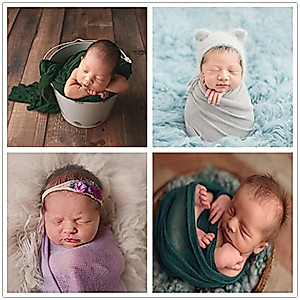 Coberllus Newborn Baby Photo Props Blanket Stretch Knitted Wrap Swaddle for Boy Girls Photography Shoot (Green)