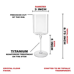 LEMONSODA Luxury Wine Glasses - Elegant Crystal Straight Edge Design - Enjoy Red or White Wine + Cocktails - 450ml (15oz) Lead-Free - Beautiful Gift (Set of 4)