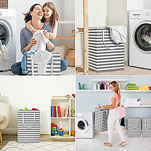 4 Pack Large Laundry Baskets 75L Freestanding Laundry Hamper with Long Reinforced Handles Durable Tall Laundry Bin, Clothes Hamper for Bedroom, Bathroom, Dorm, Toys