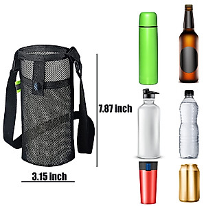 egghat 3Pcs Water Bottle Holder with Adjustable Shoulder Strap Water Bottle Carrier Mesh Water Bottle Bag Lightweight Dog Water Bottle Sleeve Crossbody Water Bottle Pouch (Black/Navy/Grey)