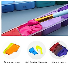 Artecho Gouache Paint Set, 24 Colors (30ml/1oz) with 10 Brushes & a Palette,Non-Toxic, Guache Paint for Canvas Painting - Professional Art Supplies for Artists, Students, Beginners, and Adults