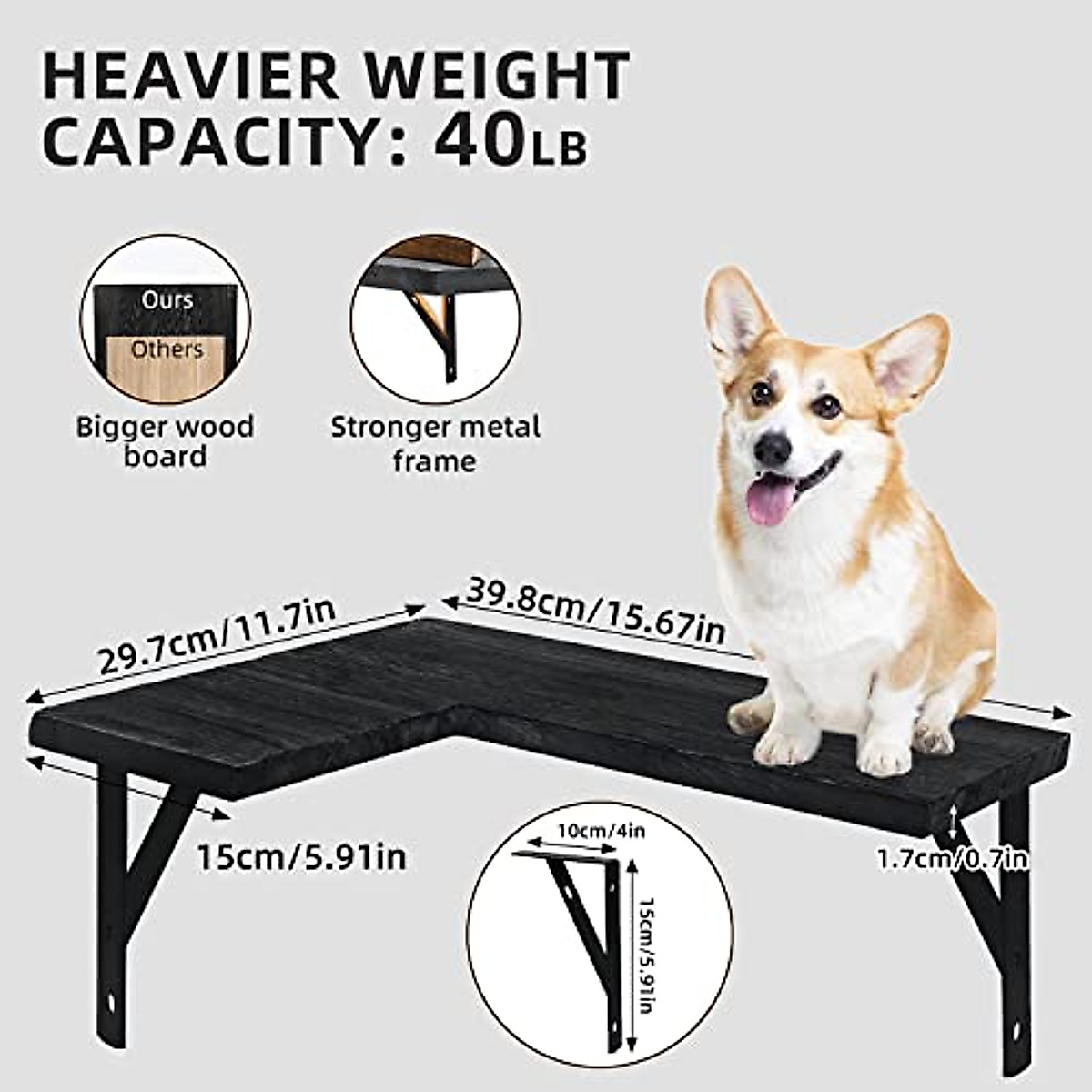 Corner Floating Shelves, Wood Wall Mounted Shelf Set of 3, L-Shaped Rustic Farmhouse Display Storage Shelf Hanging Bookshelf Organizer for Bathroom, Living Room, Bedroom, Kitchen, Office Décor