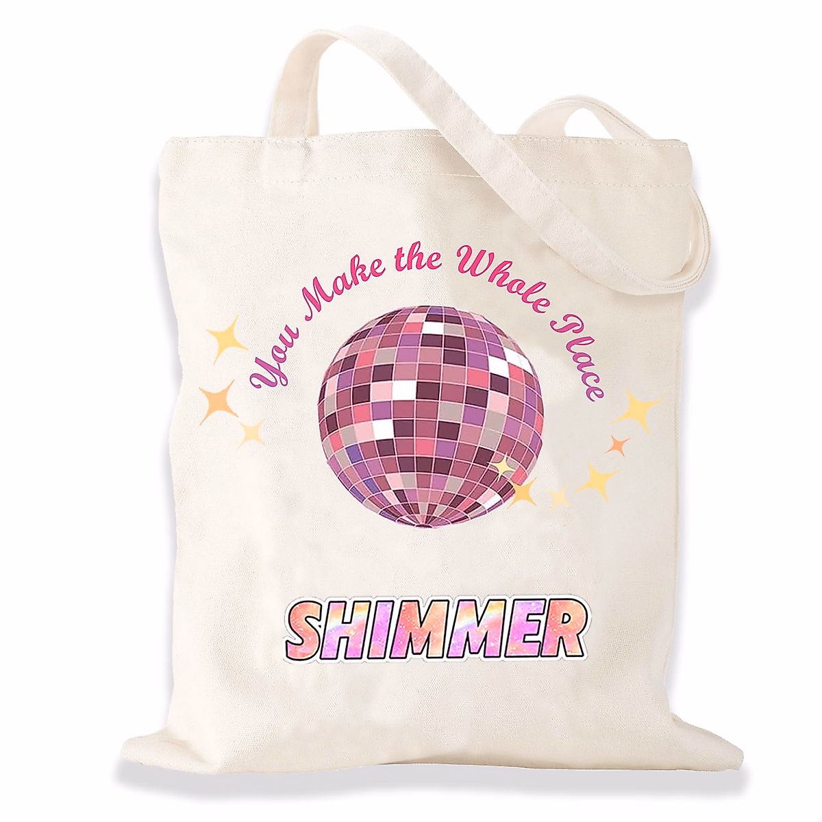 KULRAFEY Canvas Tote Bags for Women, Music Lovers Singer's Merch Present, You Make The Whole Place Shi.m.mer, Aesthetic Large Capacity Foldable Storage Bags, Reusable Casual Grocery Bag