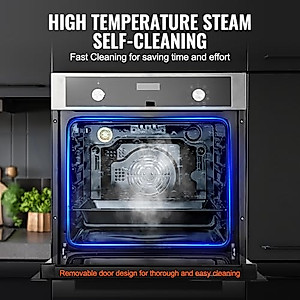 VEVOR Wall Oven, 24 inch Electric Built-in Wall Oven with 9 Cooking Functions, 2.68 Cu.Ft Convection Wall Oven with Digital Timer, Electric Single Wall Oven with Baking Rack and Tray, for Kitchen