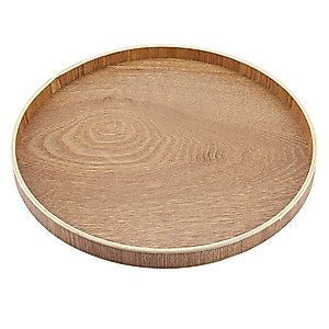 Simlug Serving Tray,Wooden Serving Plate Wooden Round Serving Tray, Natural Wood Plate for Tea Set Fruits Food Home Decoration(30cm)