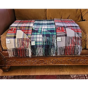 CHEF L HOME & KITCHEN Plaid Throw Blanket: Lightweight Throw Blanket- Lap Blanket - Throw Blanket with Tassels - 60" x 50" All-Season Blanket - Multipurpose Blanket - Gift Ready (Red/Ivory Plaid)