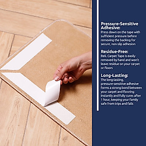 Reli. Carpet Tape | 2" x 45 Yards (Bulk Value) | Double Sided Carpet Tape for Hardwood Floors | Heavy Duty Keeps Rug in Place | Indoor/Outdoor Rug Tape for Area Rug, Laminate | Rug Gripper | White