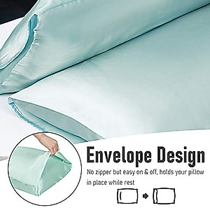 Tyfitb Satin Pillowcase for Hair and Skin, Mint Green Pillowcases Set of 2, Cooling Pillow Cases Queen Size(20×30 Inches), Soft Luxury Satin Pillowcase with Envelope Closure