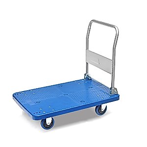 Generic Push Cart Dolly Platform Hand Truck with Quiet Wheels Moving Trolley Cart with Foldable Handle and High Weight Capacity for Factories Shops Platform T, 60*90