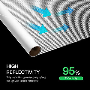 VIVOSUN 6 Mil Mylar Film Roll, 4 ft. x 25 ft. Diamond Film Foil Roll, Heavy-Duty Reflective Film for Grow Tent, Warm House, and Grow Room (25 ft.)
