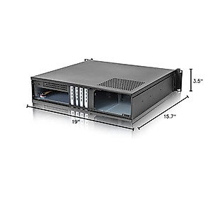RackChoice MicroATX 2U Rackmount Server Chassis Short Depth 1x5.25 Front +4x3.5 Bay / USB3.0 with 2.0 Adapter Support ATX PSU with top 120mm or Side 80mm Fan Black