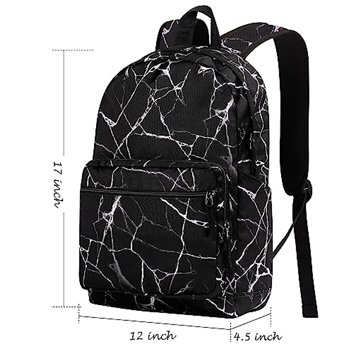 Choco Mocha Black Marble Backpack for Girls Travel School Backpack 17 Inch