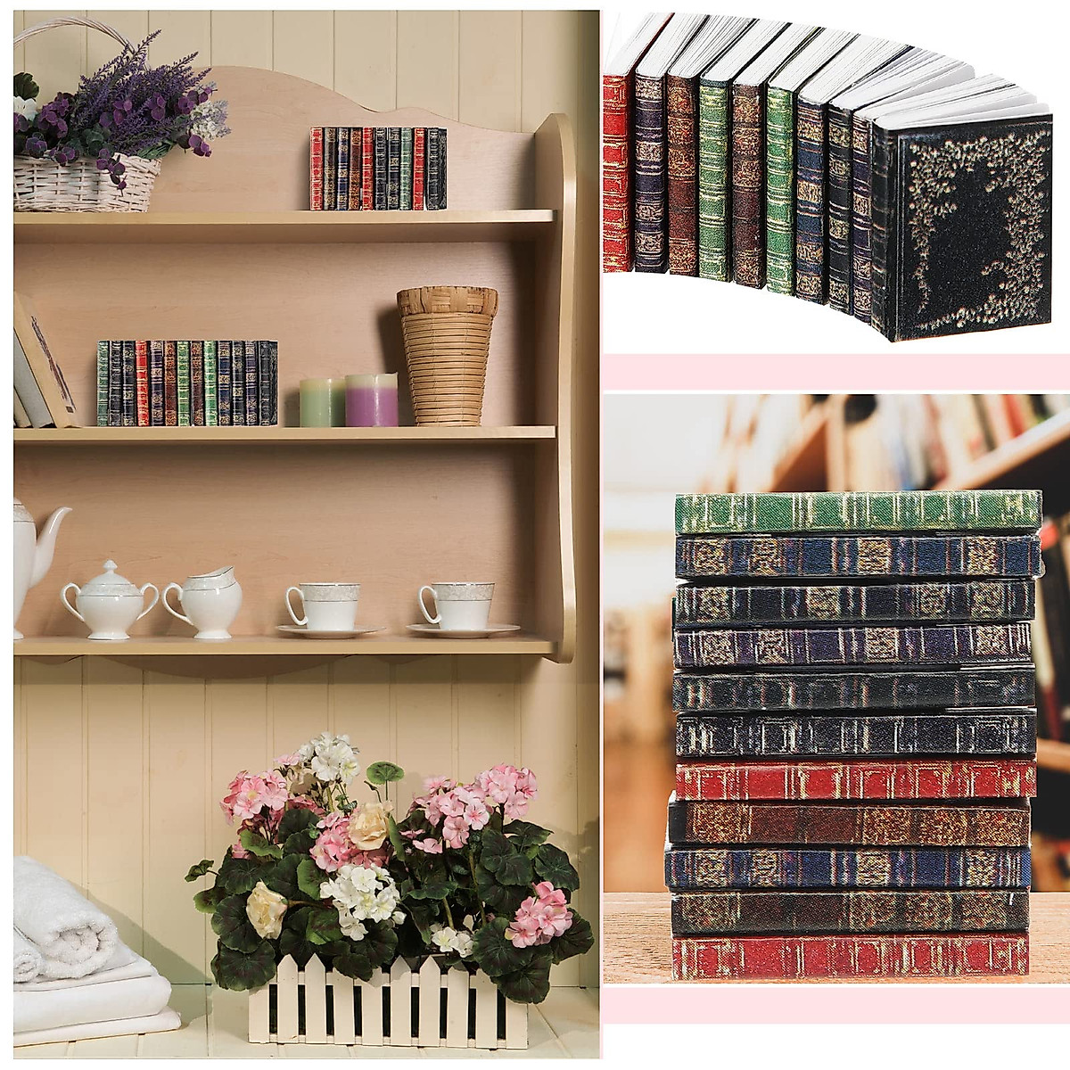 Leitee 100 Pcs 1: 12 Scale Miniatures Dollhouse Books Mini Miniatures Books Dollhouse Accessories Tiny Things Timeless Model for Library Decorations DIY Projects Girl Boy Doll Houses School Room