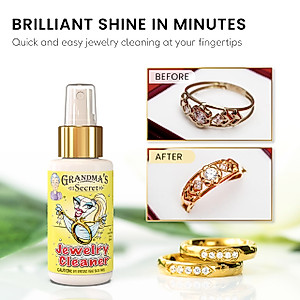 Grandma's Secret Jewelry Cleaner - Gold and Silver Jewelry Cleaner - Toxin and Chemical-Free Jewelry Cleaning Solution - Jewelry Cleaner Liquid for Office and Home Use - 3-Ounce Anti Tarnish Spray