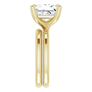 Handmade Moissanite Engagement Ring Set 4 Carats Princess Cut Moissanite Wedding Ring Set Solitaire Bridal Ring for Women (925 Silver (Yellow Gold Plated))