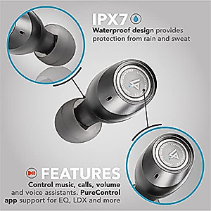 LYPERTEK PurePlay Z3 2.0 - True Wireless Earbuds - 10+70 Hours Play Time, PureControl App, Bluetooth 5.2, Wireless Charging, IPX7 Waterproof, Black
