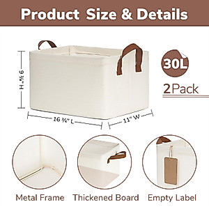 CHICVITA Large Storage Bins Storage Baskets for Organizing, Closet Organizers and Storage, Small Laundry Basket, Closet Storage Bins for Shelves, 16 ¾" L x 11" W x 9 ¾" H, Beige, 2-Pack