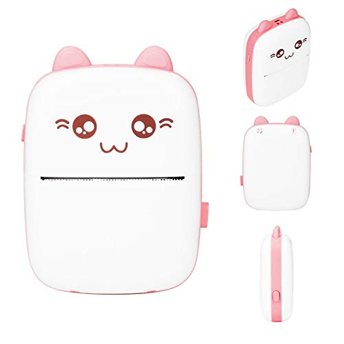 Naroote Mini Photo Printer, Plastic Material Photo Printer for Wireless High Resolution with Cute Appearance for Classroom for Learn(Pink)