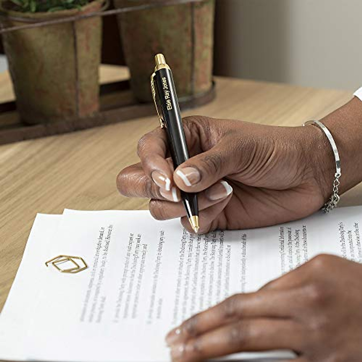 Dayspring Pens Parker Pen | Engraved/Personalized Parker IM Black Lacquer and Gold Trim Ballpoint Gift Pen. Custom Engraving Shipped in One Business Day.