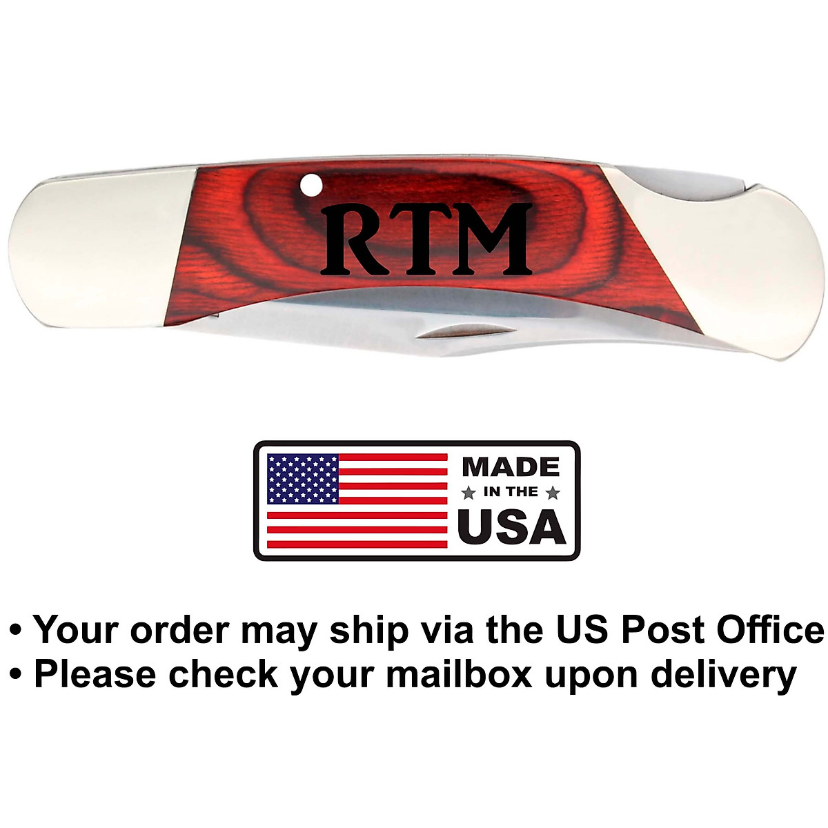 Palmetto Wood Shop Bear & Son 97 Personalized Pocket Knife with Genuine Leather Sheath