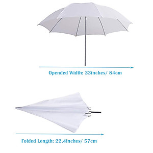 Photography Umbrella Lighting 4 Pack Kit, 33"/84cm Soft White Translucent and Reflective Umbrella for Photo and Video Studio Shooting