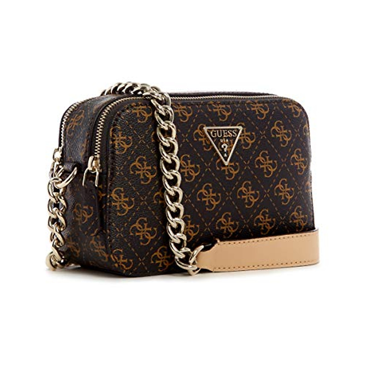 GUESS womens Noelle Crossbody Camera, Brown Logo, One Size US