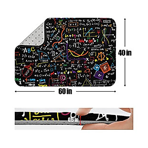 Non Slip Large Area Rugs Durable Thick Floor Mat Doormats Black Math Linear Mathematics Education Pattern Printed Floor Pad Rugs Living Room Bedroom Carpet Standing Mat Home Decor 60"x40"