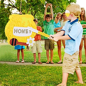 Deekin 3 Pcs Cute Piñata Set Include Piñata with Stick Eye Mask Large Piñata Money Piñata for Kids Music Science School Sports Bridal Shower Birthday Party Decorations Supplies