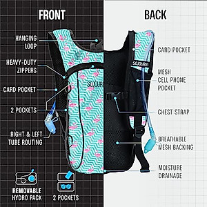 Sojourner Hydration Pack, Hydration Backpack - Water Backpack with 2l Hydration Bladder, Festival Essential - Rave Hydration Pack Hydropack Hydro for hiking, running, biking, festival gear