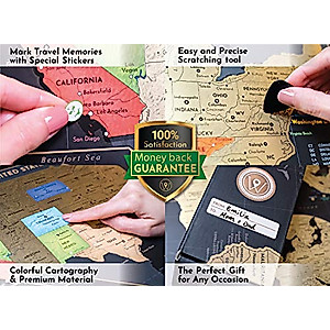 Two Scratch Off Maps - Map of the World (Large) + US States Map (Small) - Deluxe Scratch-Off Travel Posters for Adults, Kids - Made in Europe